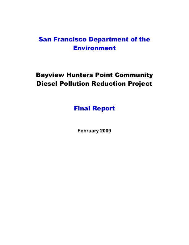 Bayview Hunters Point Community Diesel Pollution Reduction Project ...