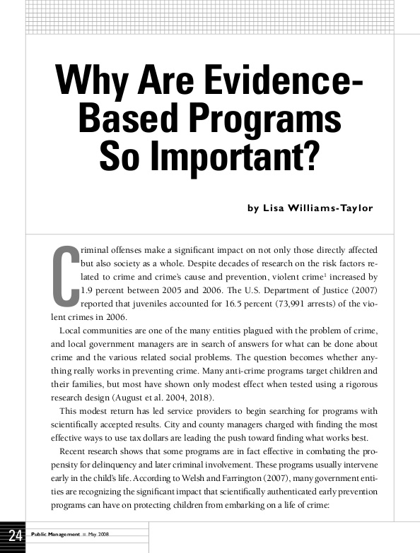 Why Are Evidence-Based Programs So Important? | icma.org