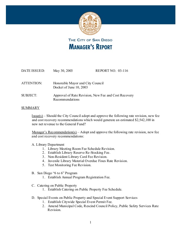 Rate Revision, New Fee, and Cost Recovery Recommendations | icma.org