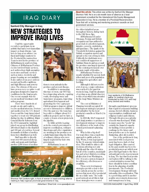 New Strategies to Improve Iraqi Lives | icma.org
