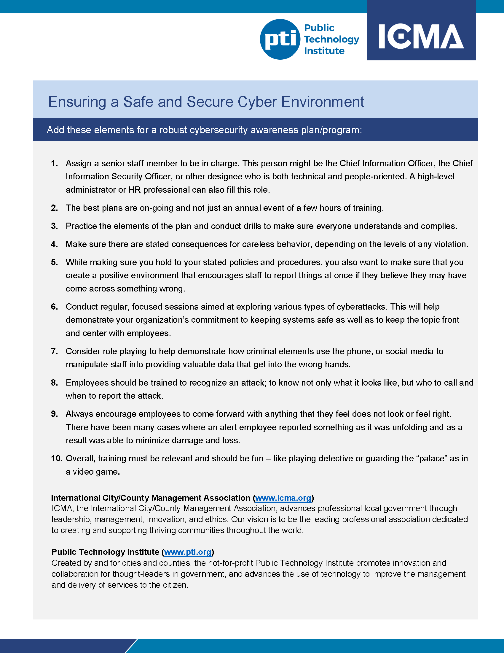 Checklist: Ensuring a Safe and Secure Cyber Environment | icma.org