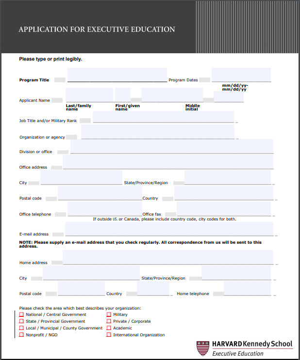 Harvard Kennedy School Application Form | icma.org