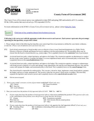 ICMA Survey Research: County Form of Government Survey Results (2002 ...