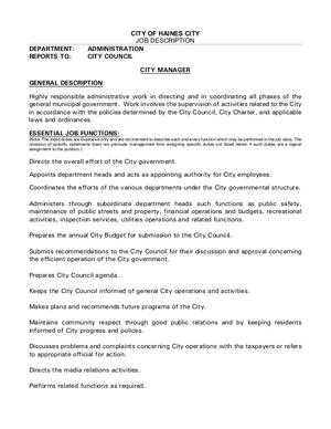 SAMPLE: City Manager Job Announcement, City of Haines City, FL | icma.org